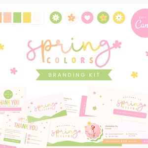 Branding Kit Spring Colorful Pastel Brand Canva Template - Etsy