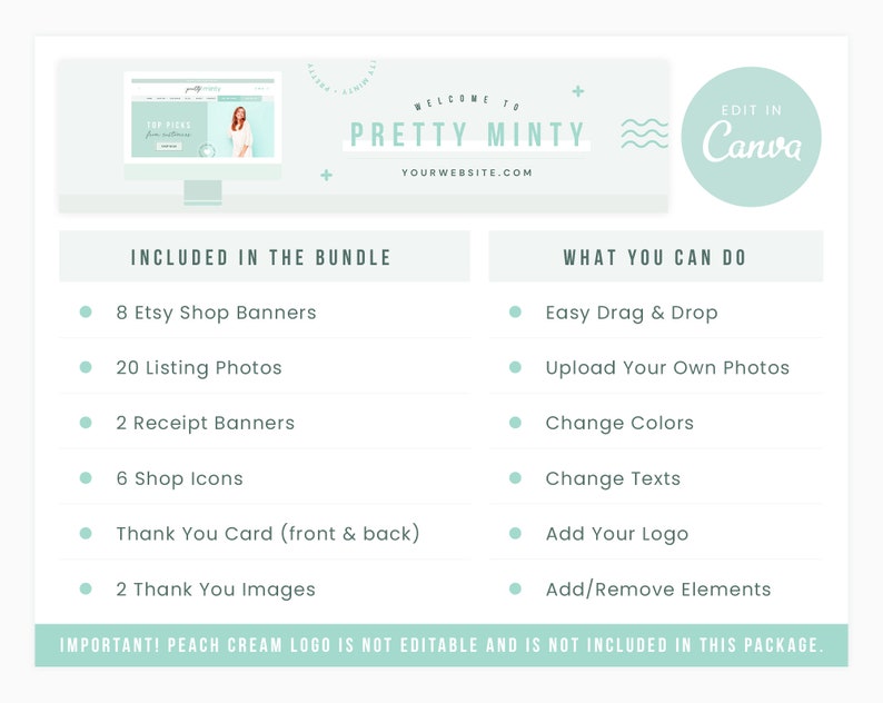 Etsy Shop Banner Templates, Mint Green Minimalist Etsy Branding Kit ...