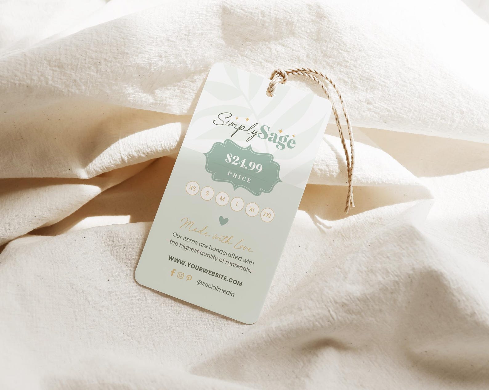 Editable Price Tag Canva Template in Sage Green Botanical Hang Tags for ...