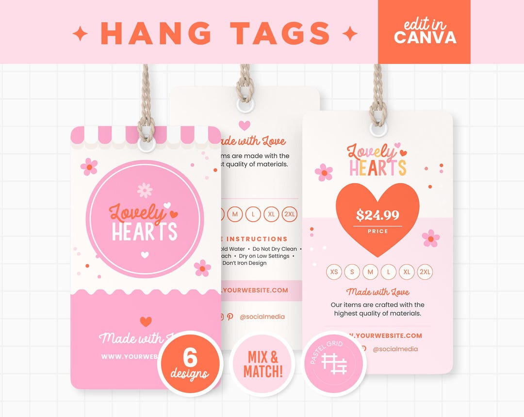 Editable Price Tag Canva Template in Hearts Floral Valentine Aesthetic ...