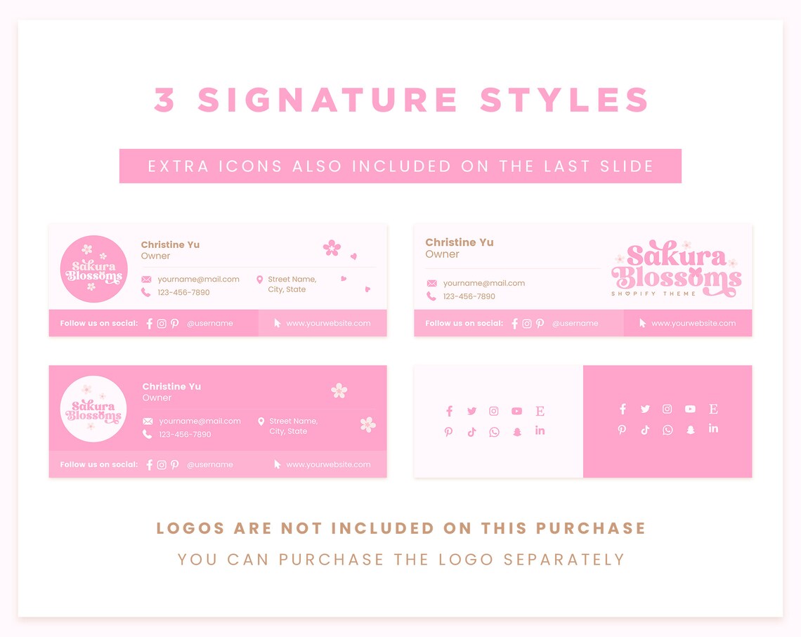 Email Signature Template Editable in Canva Pink Sakura Cherry - Etsy