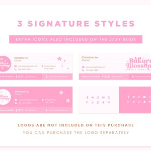 Email Signature Template Editable in Canva, Pink Sakura Cherry Blossoms ...