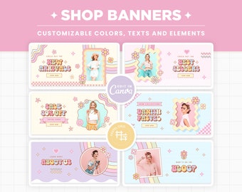 Pastel Rainbow Shopify Banner Canva Template, Shopify Banners ...