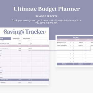 Purple Budget Spreadsheet Extended, Digital Budget Planner, Annual and ...