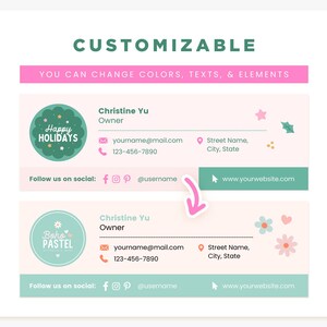 Email Signature Template Editable in Canva, Holiday Christmas Pink ...