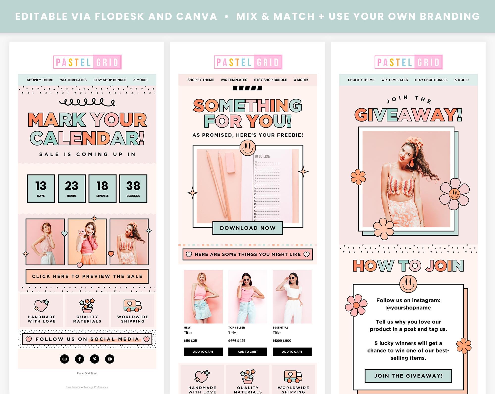 Flodesk Newsletter Templates Design Editable in Canva, Email Banners ...