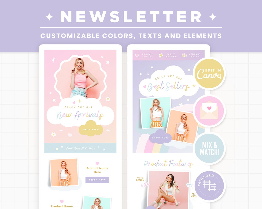 Email Templates Newsletter Design Editable in Canva, Email Banners and ...