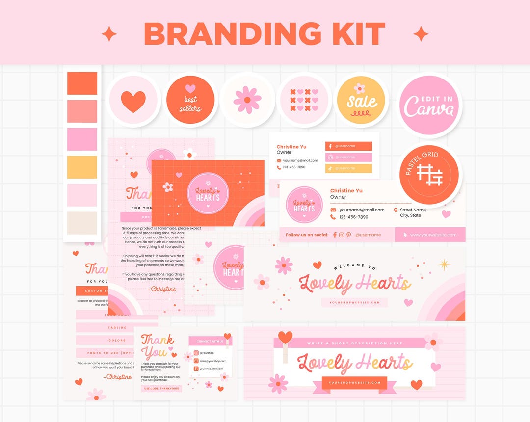 Branding Kit Canva Templates Editable Customizable Business Cards Thank ...