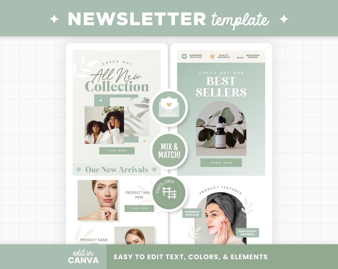 Email Templates Newsletter Design Editable in Canva, Email Banners and ...
