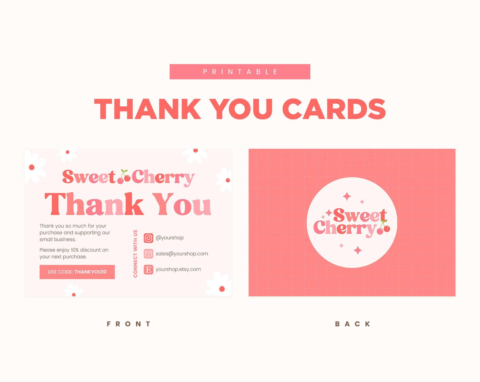Branding Kit Red Pink Cherry Canva Templates Editable Business Cards ...