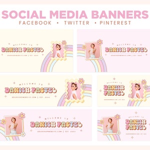 Branding Kit Danish Pastel Groovy Rainbow Aesthetic Canva Template ...