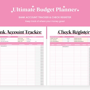 Pink Budget Spreadsheet Extended, Digital Budget Planner, Annual and ...