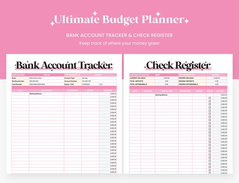 Pink Budget Spreadsheet Extended Digital Budget Planner - Etsy
