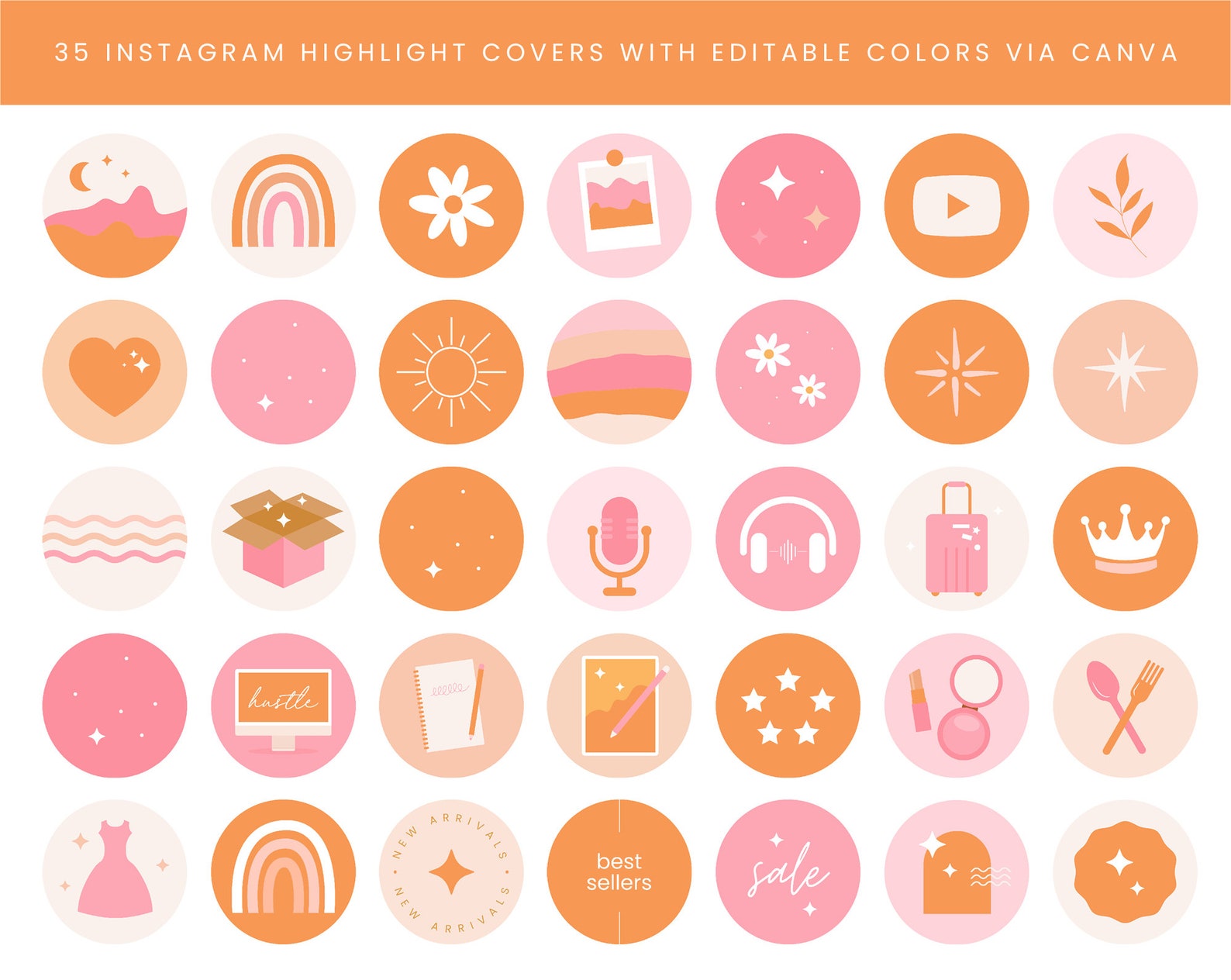 Branding Kit Peach Pink Orange Canva Templates Editable - Etsy