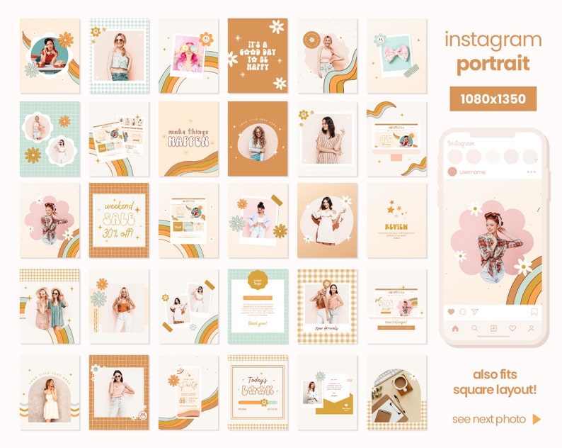 Instagram Posts Template Bundle in Square, Portrait, and Stories in ...