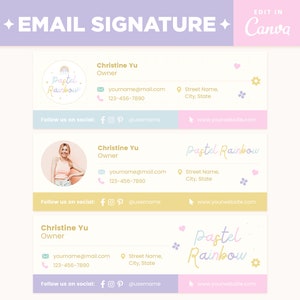 Email Signature Template Editable in Canva, Pastel Rainbow Colors ...