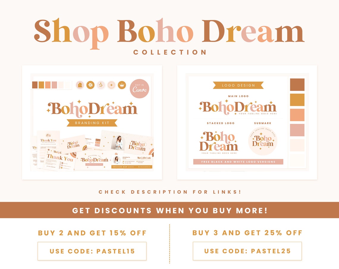 Email Signature Template Editable in Canva Boho Dream - Etsy