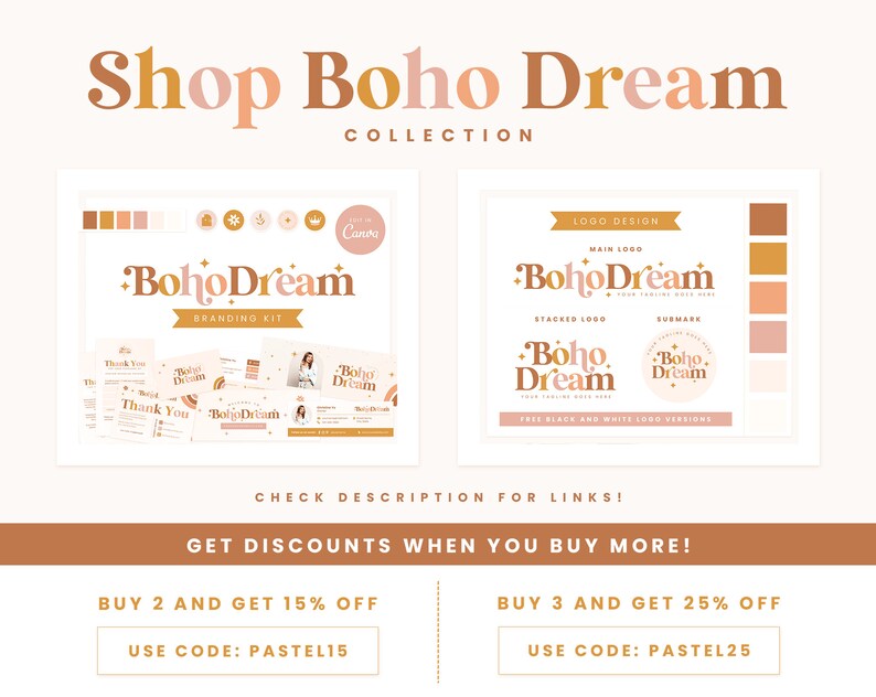 Email Signature Template Editable in Canva Boho Dream - Etsy