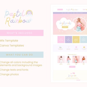 Wix Template in Pastel Rainbow - Colorful Rainbow Purple Blue Wix ...