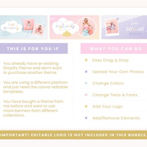 Shop Banners Pastel Rainbow Colors Editable via Canva, Shopify Banners ...
