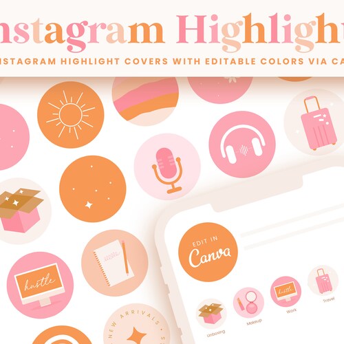 Instagram Highlight Covers in Peach Sunset Canva Editable - Etsy