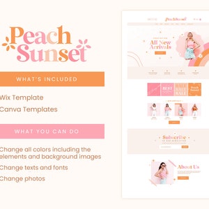 Wix Template in Peach Pink Orange - Bright Colorful Peach Beige Wix ...