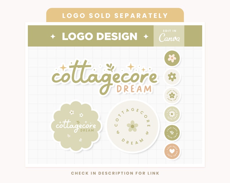 Branding Kit Cottagecore Canva Templates Editable and Customizable ...