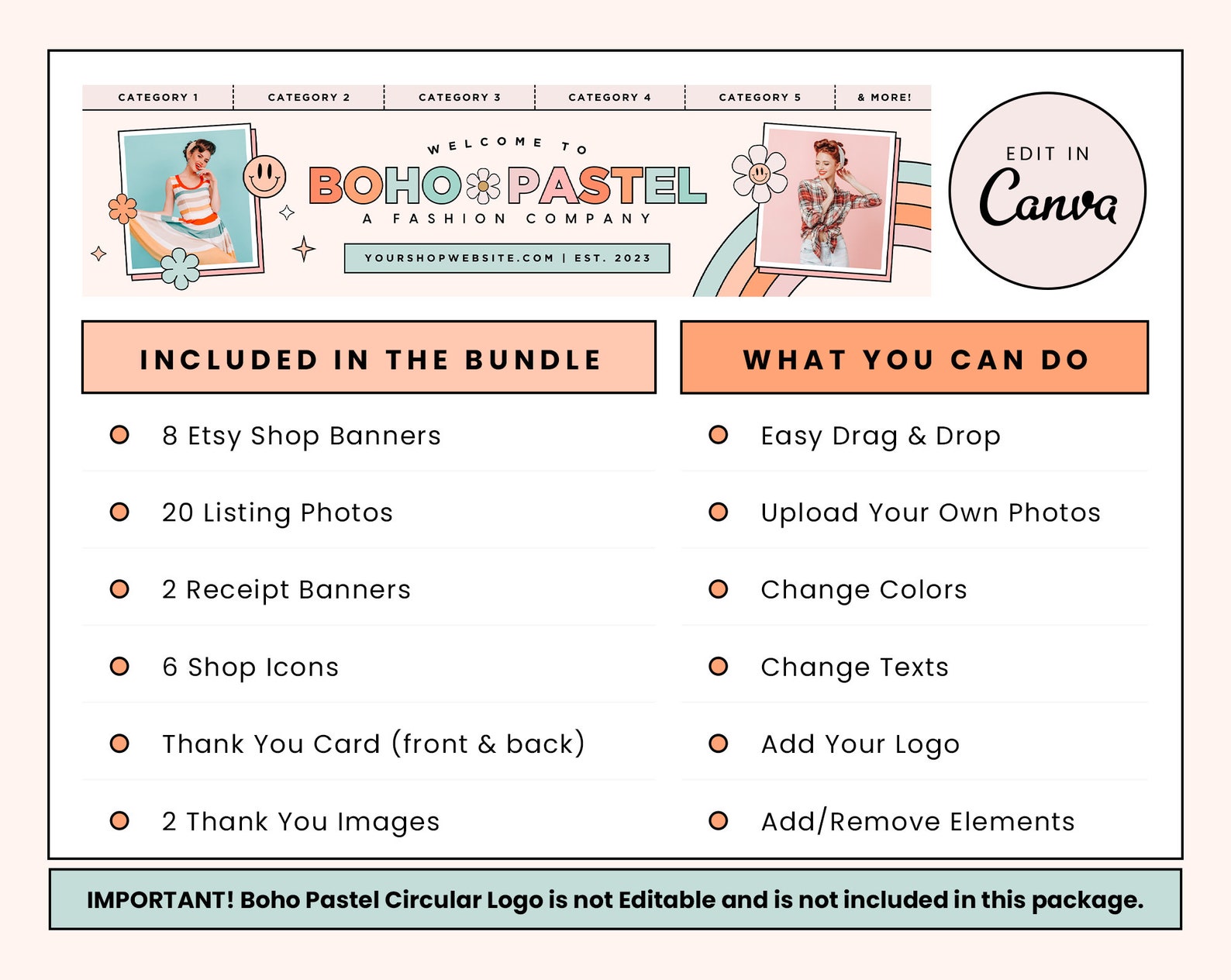 Etsy Shop Banner Templates Boho Pastel Retro Groovy Aesthetic Etsy ...