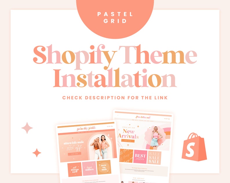 Shopify Theme Peach Pink Customizable Shopify Template - Etsy