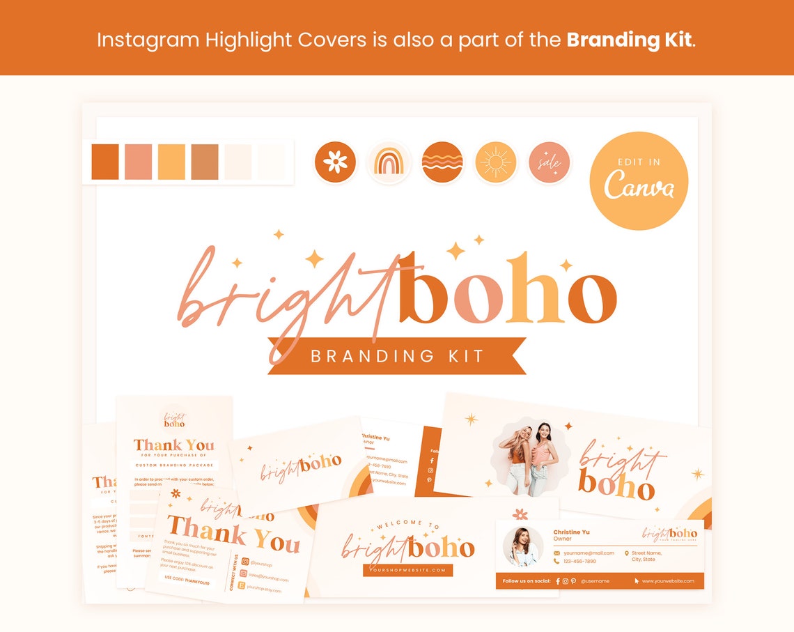 Instagram Highlight Covers Bright Boho Colors - Canva Editable Color ...