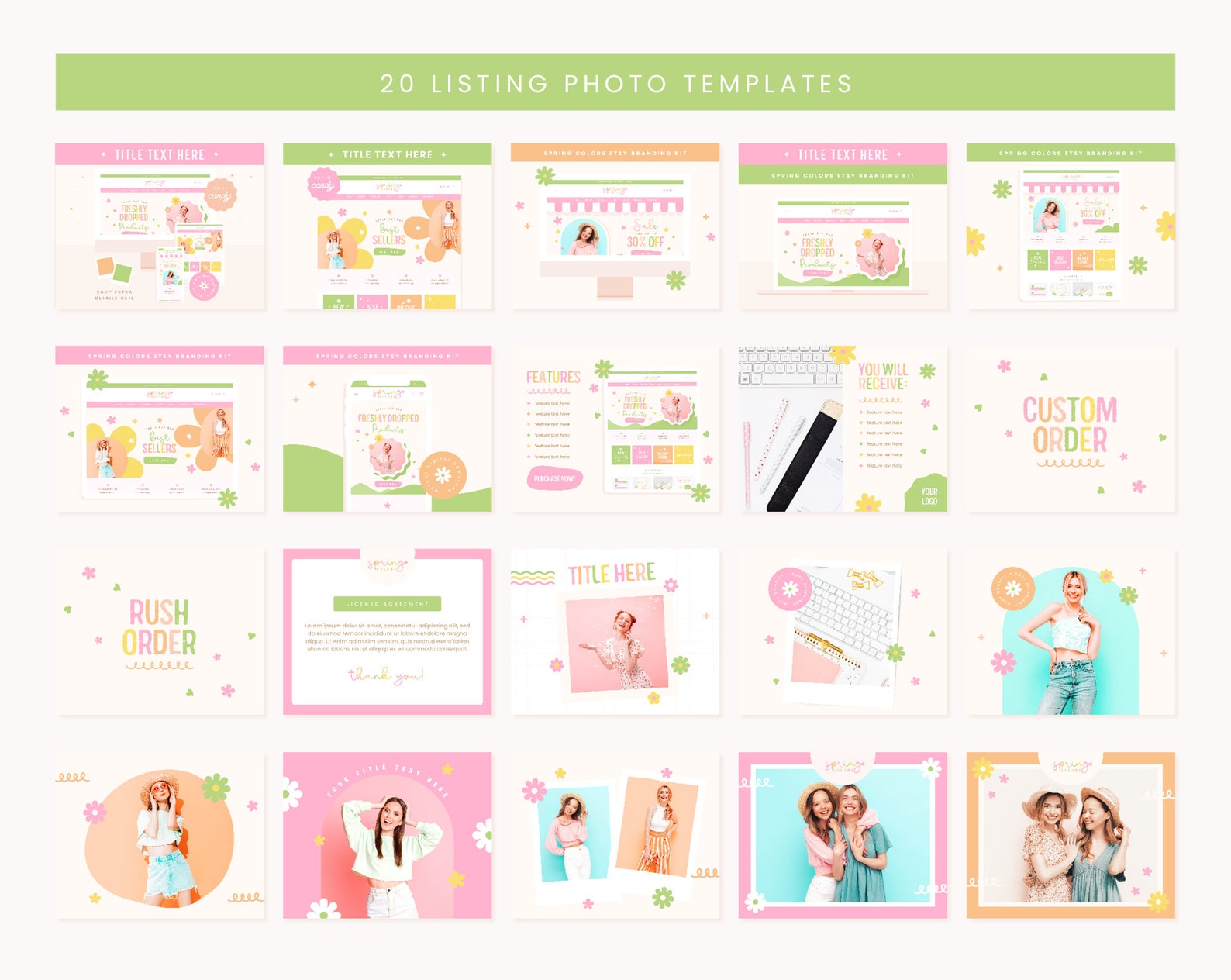 Etsy Shop Banner Templates, Spring Colorful Pastel Etsy Branding Kit ...