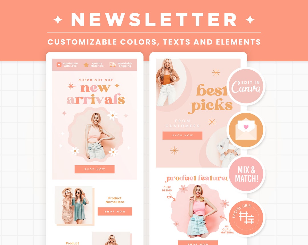 Email Templates Newsletter Design Editable in Canva, Email Banners and ...