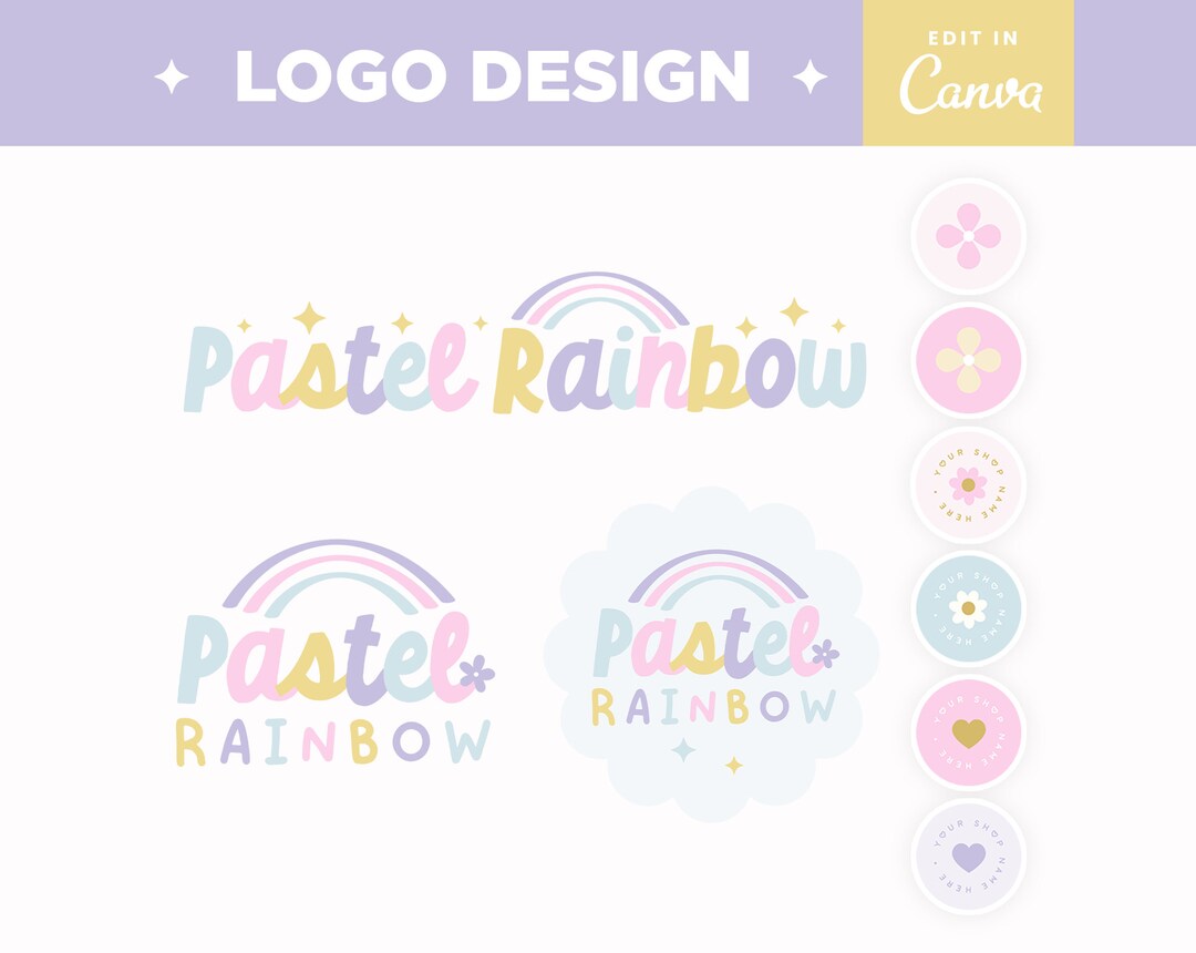 Editable Logo in Pastel Rainbow Colors Logo Design Customizable ...