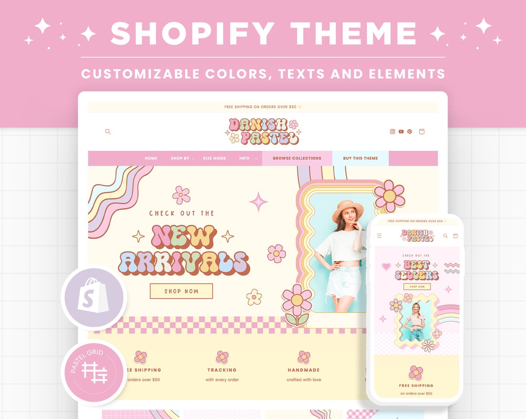 Shopify Theme Danish Pastel Groovy Rainbow Customizable Shopify ...