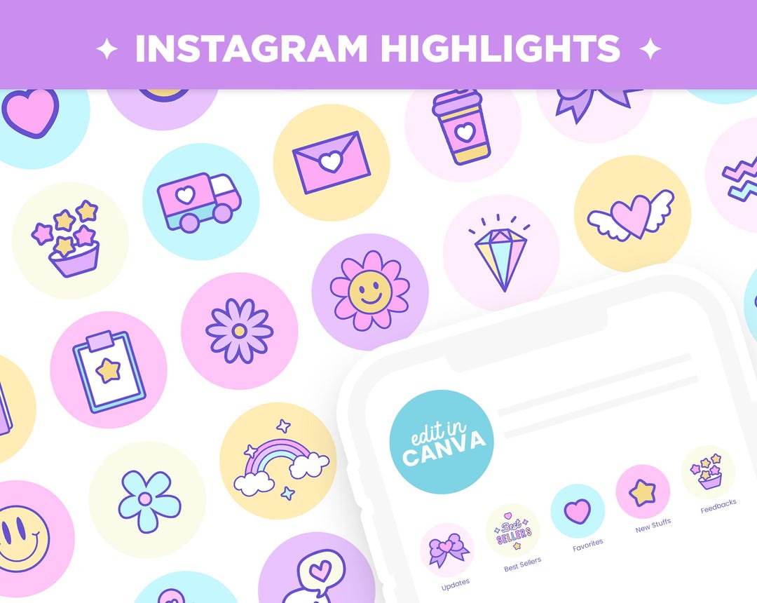 Instagram Highlight Covers Purple Pink Blue Bright Colors - Canva ...