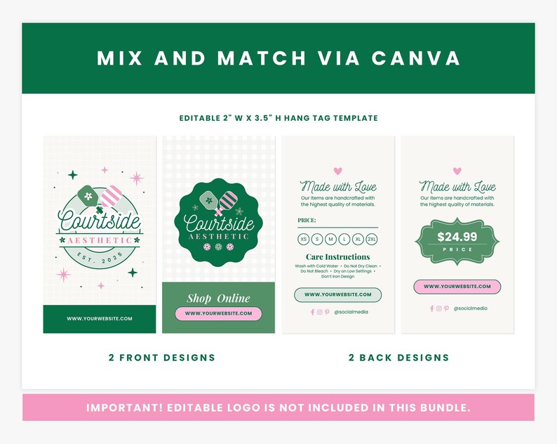 Editable Price Tag Canva Template in Courtside Aesthetic Hang Tags for ...
