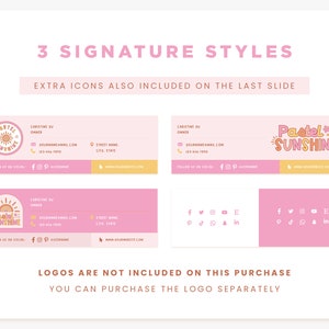 Email Signature Template Editable in Canva, Rainbow Pink Orange Bright ...