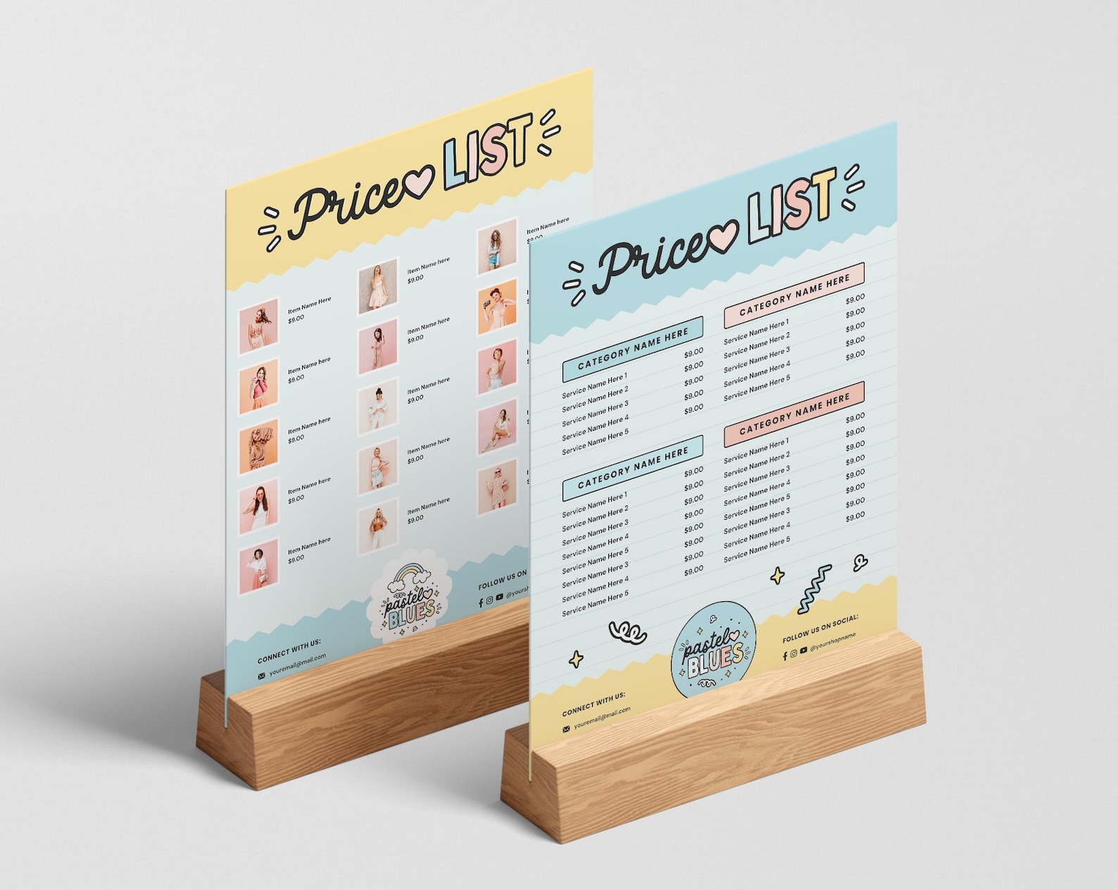 Price List Canva Template in Pastel Blue Yellow Aesthetic Customizable ...