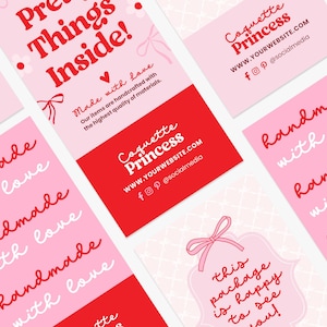 Editable Box Label Canva Template in Coquette Aesthetic, Pink and Red ...