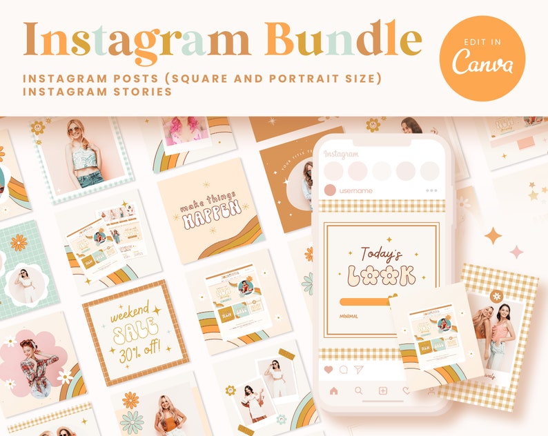 Instagram Posts Template Bundle in Square Portrait and - Etsy