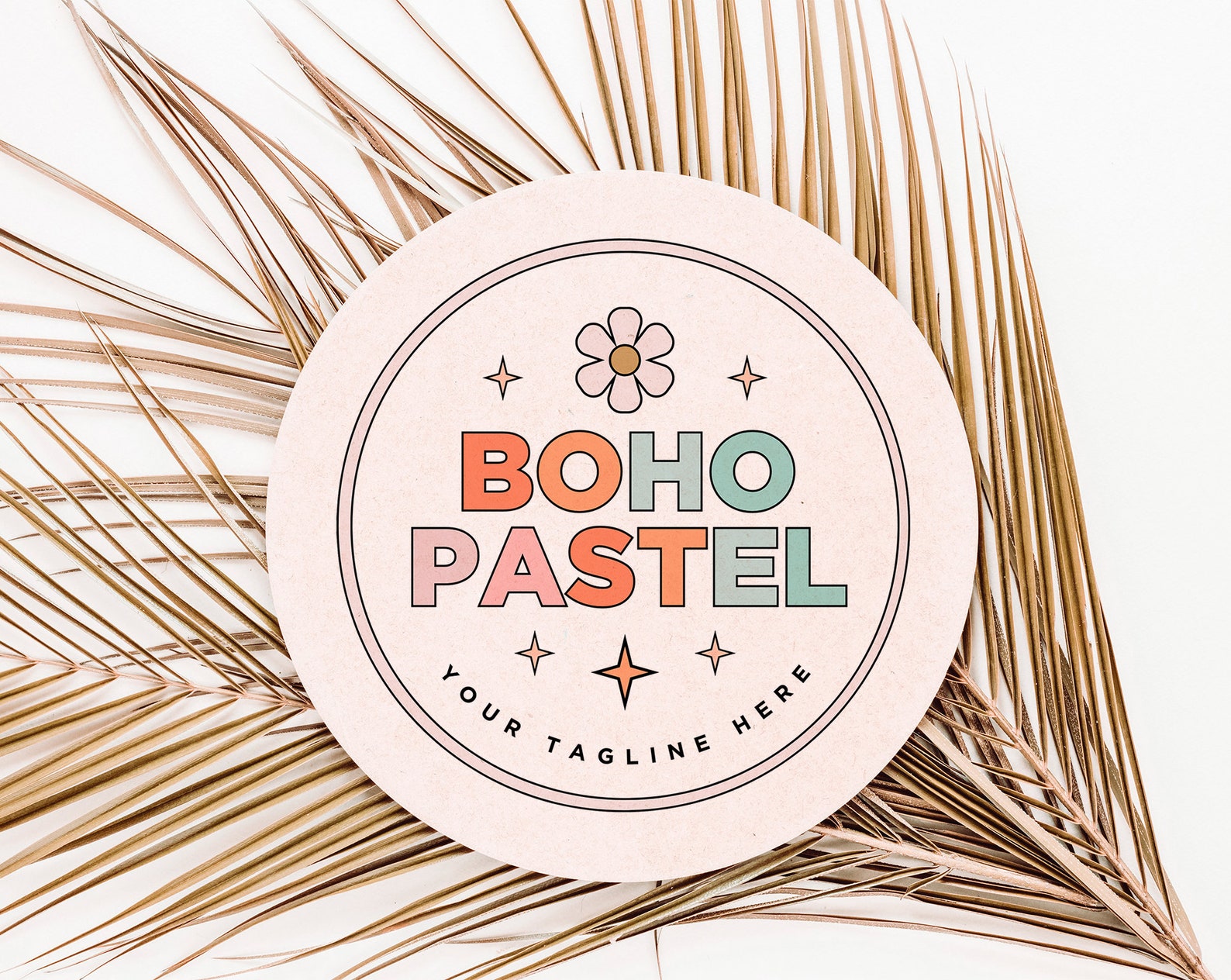 Editable Logo in Canva Boho Pastel Groovy Aesthetic Retro Logo Design ...