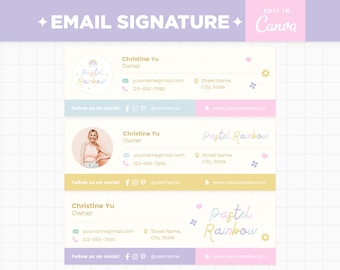 Email Signature Template Editable in Canva, Pink Peach Orange ...