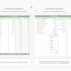 Budget Spreadsheet in Sage Green Colors, Digital Budget Planner, Annual ...