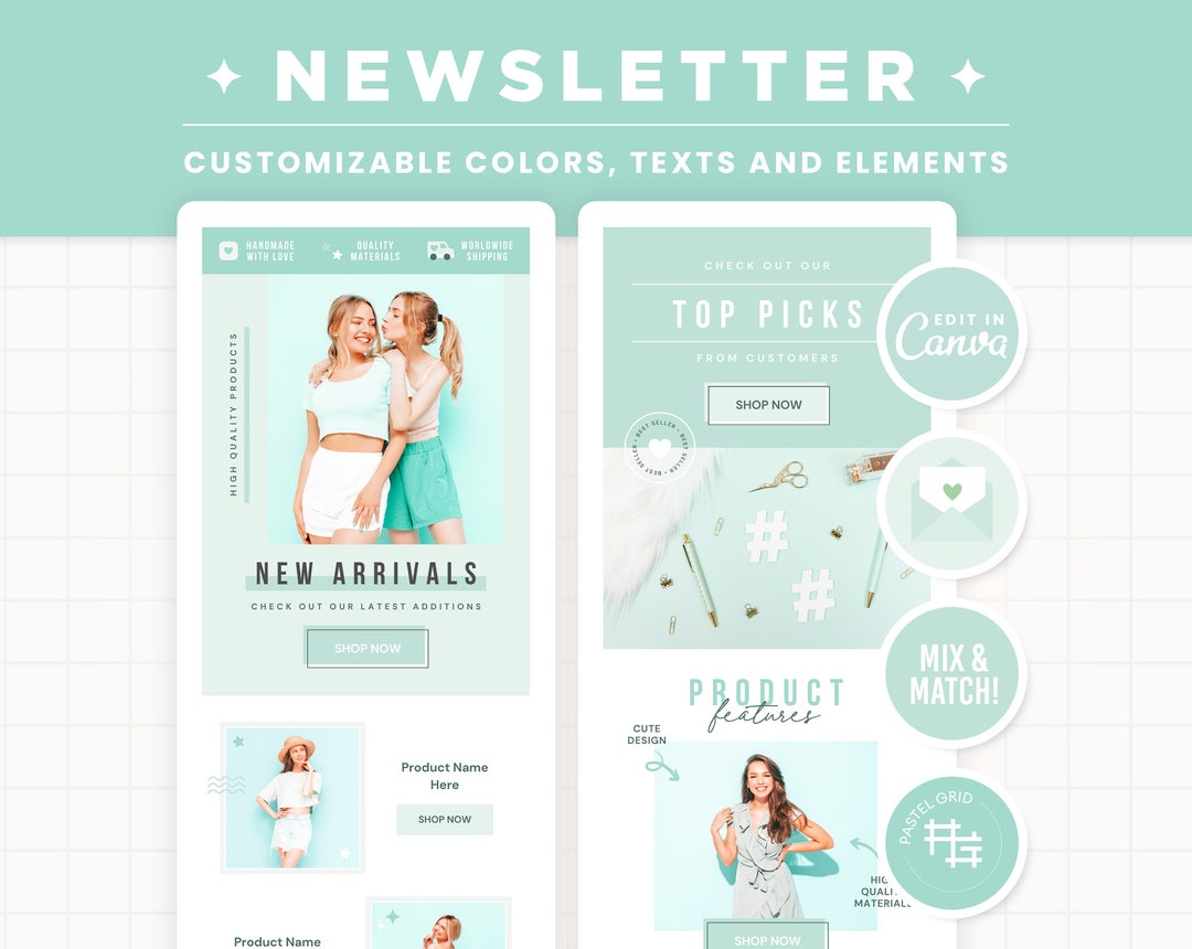 Email Templates Newsletter Design Editable in Canva, Email Banners and ...
