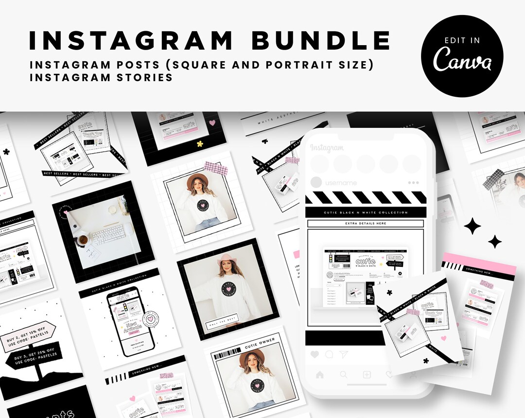 Instagram Posts Template Bundle in Square Portrait and - Etsy