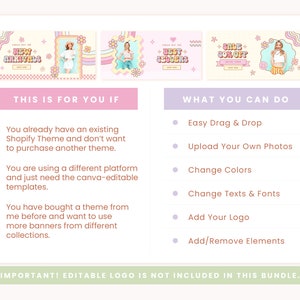 Shop Banners Danish Pastel Rainbow Colors Editable via Canva, Shopify ...