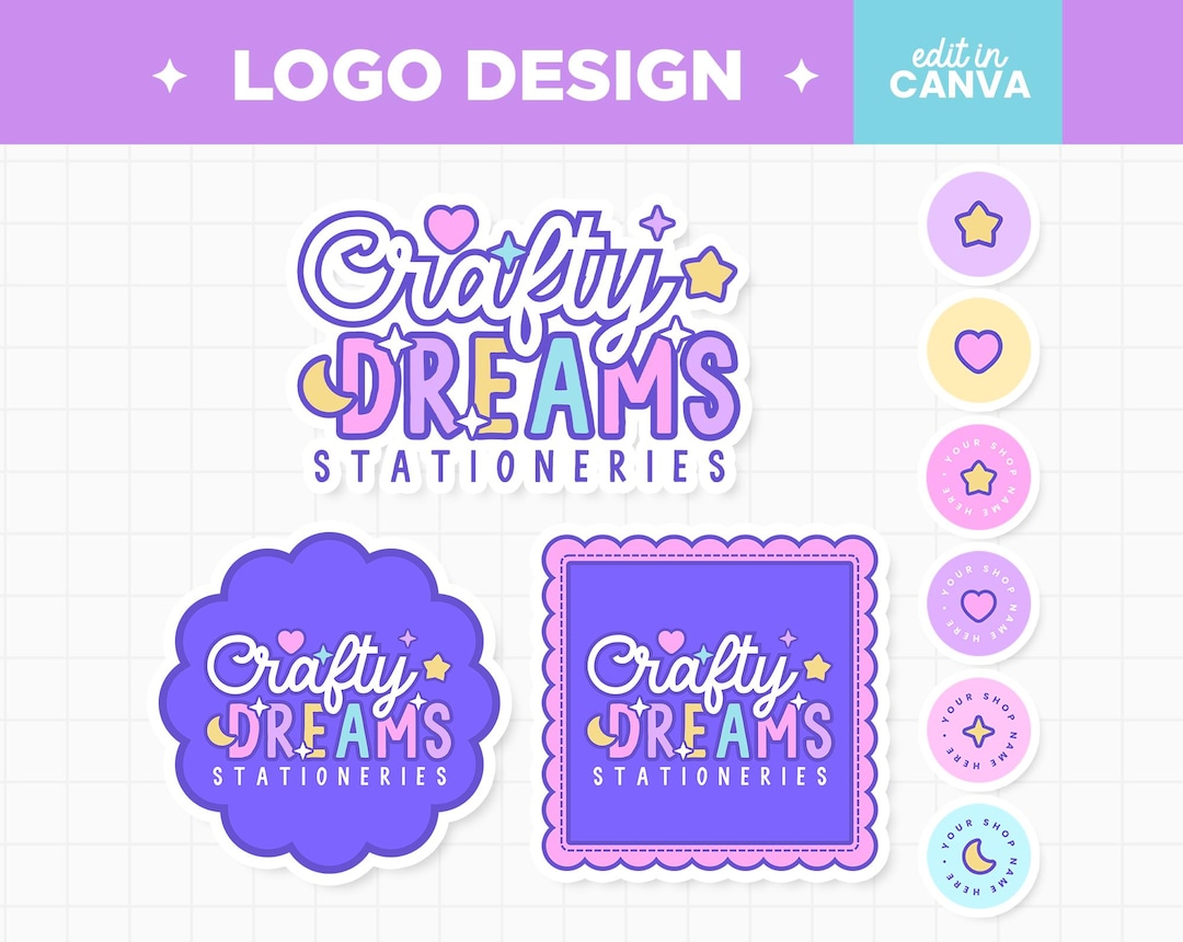 Editable Logo in Purple Pink Blue Bright Colors Logo Design ...