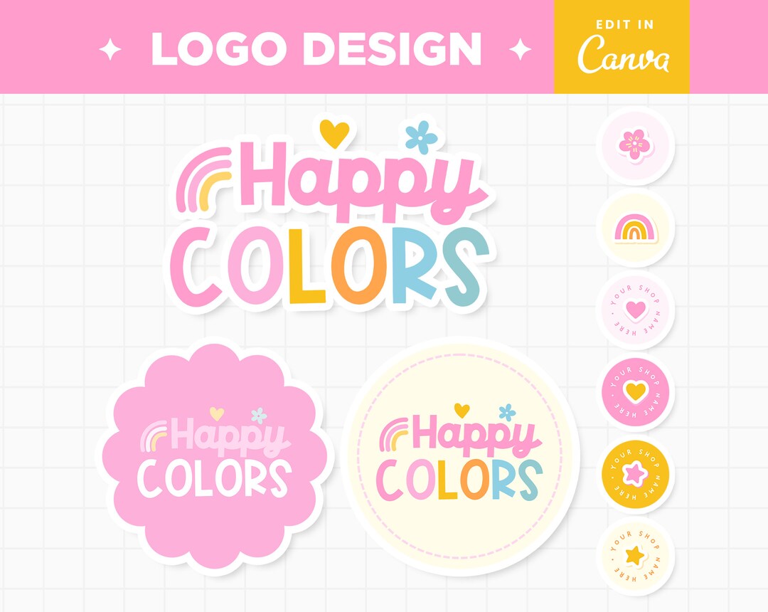 Editable Logo in Rainbow Bright Happy Colors Logo Design Customizable ...