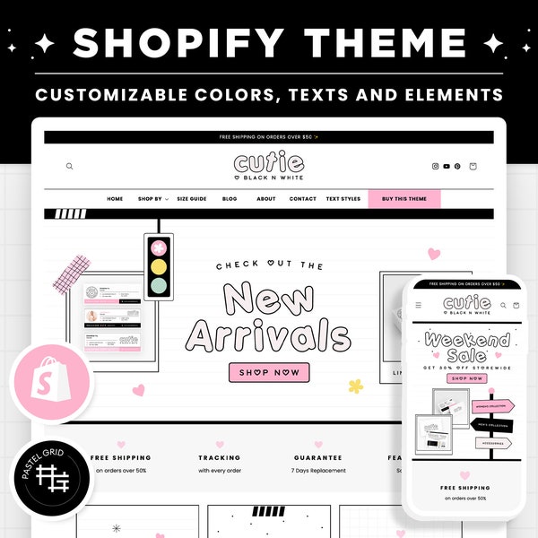 Shopify Cute Template - Etsy