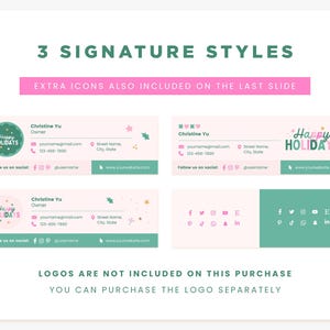 Email Signature Template Editable in Canva, Holiday Christmas Pink ...